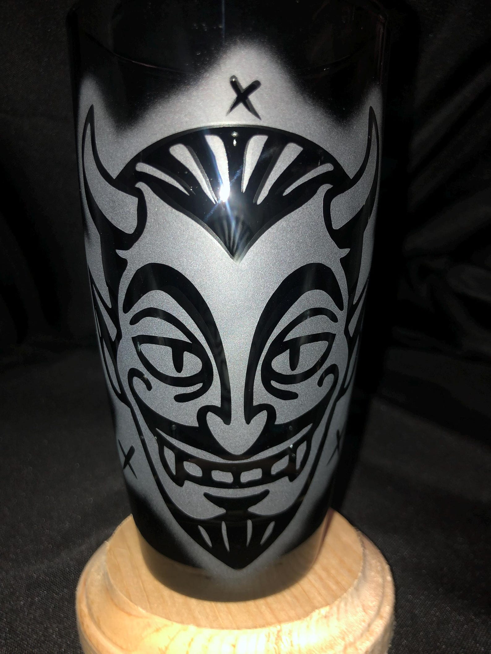 18oz Bottom Thick Smoked Glass Cup With "circus DEVIL Face" Design - Etsy