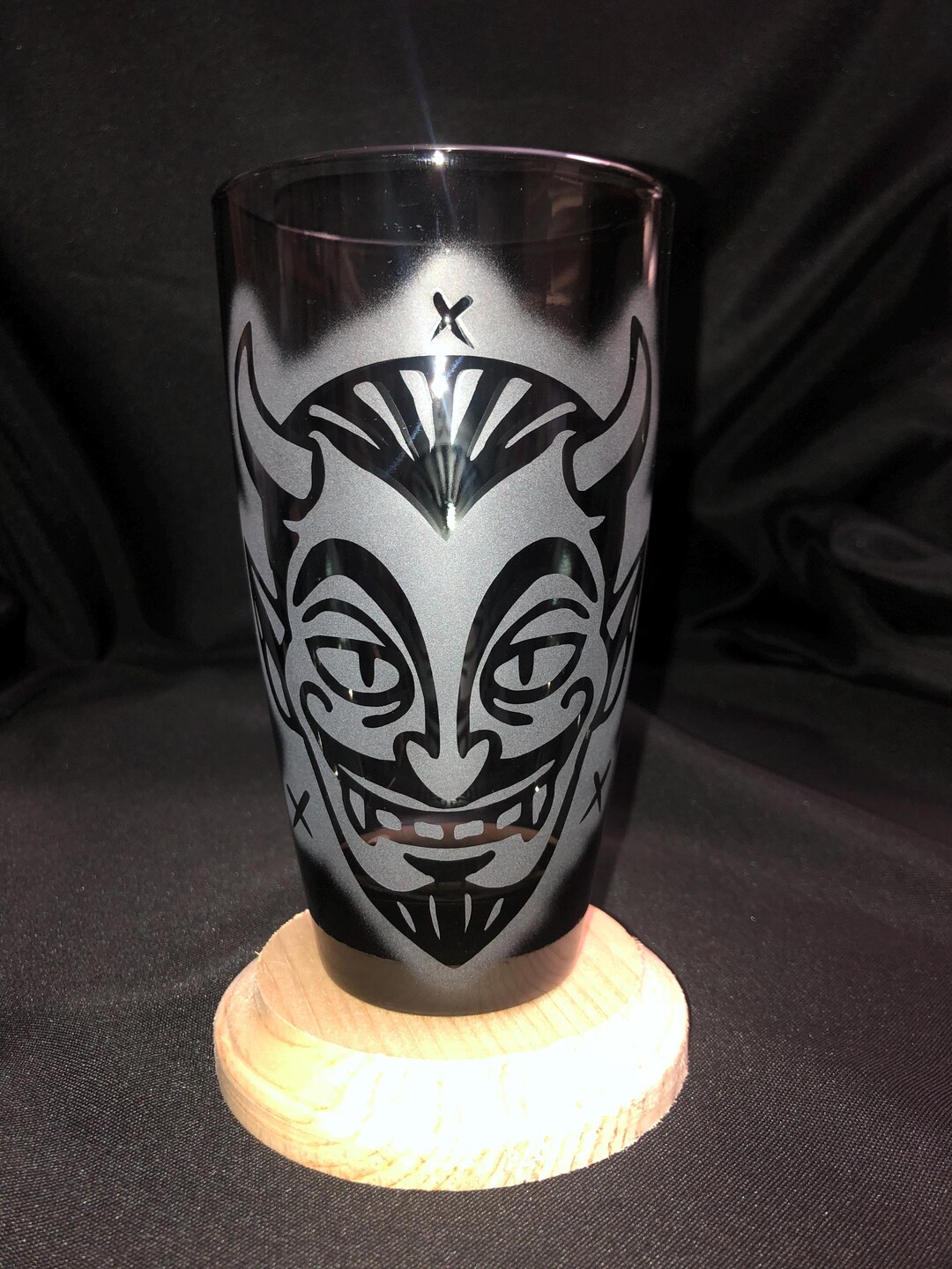 18oz Bottom Thick Smoked Glass Cup With "circus DEVIL Face" Design - Etsy