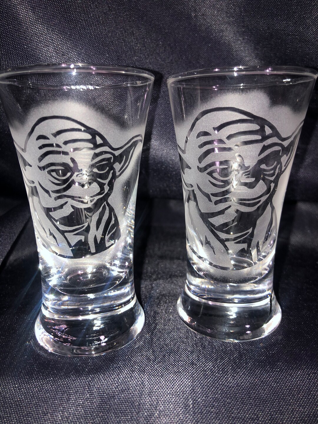 2 Double Shot Glass With Star Wars yoda Face Design - Etsy
