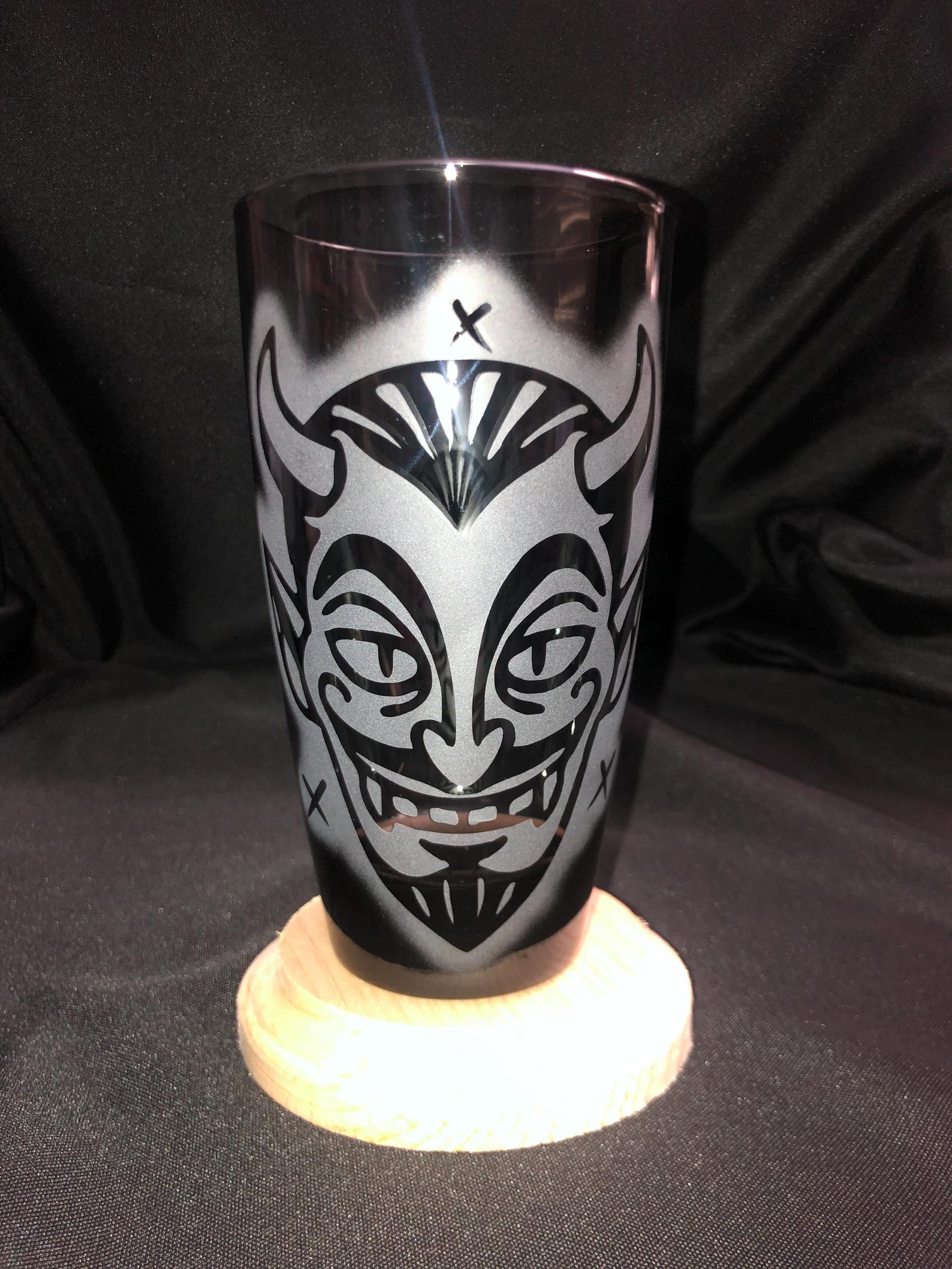 18oz Bottom Thick Smoked Glass Cup With "circus DEVIL Face" Design - Etsy