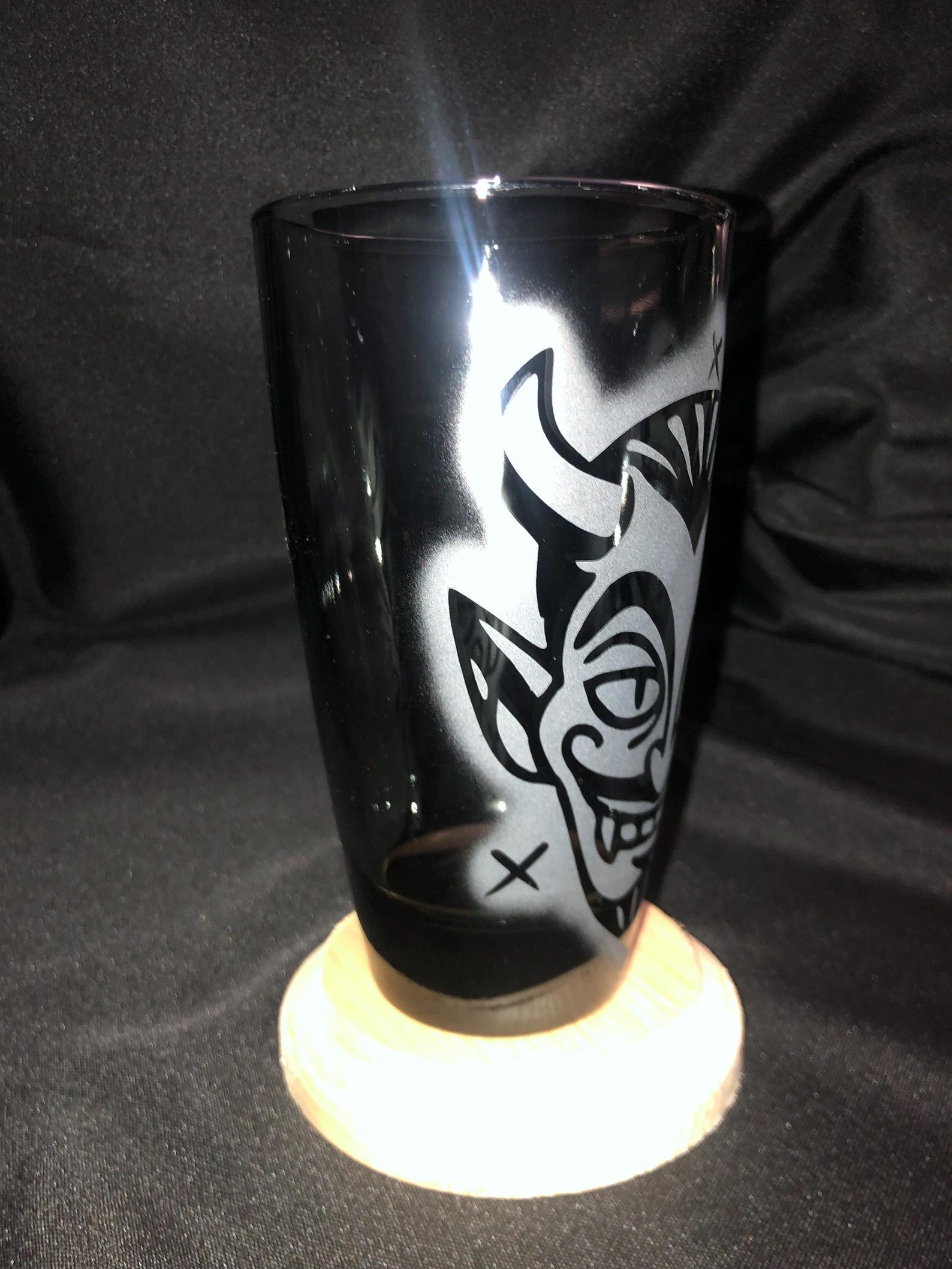 18oz Bottom Thick Smoked Glass Cup With "circus DEVIL Face" Design - Etsy