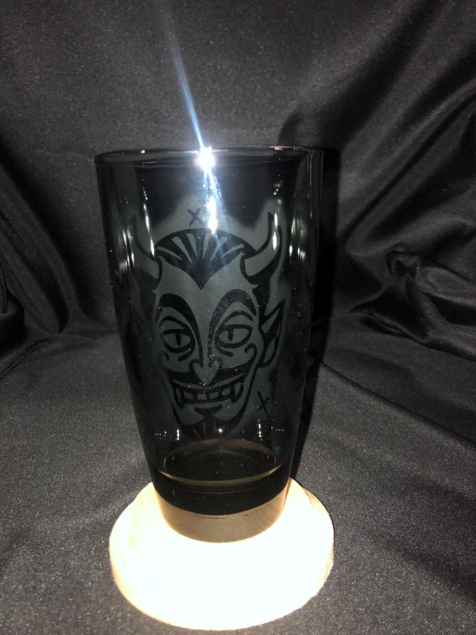18oz Bottom Thick Smoked Glass Cup With "circus DEVIL Face" Design - Etsy