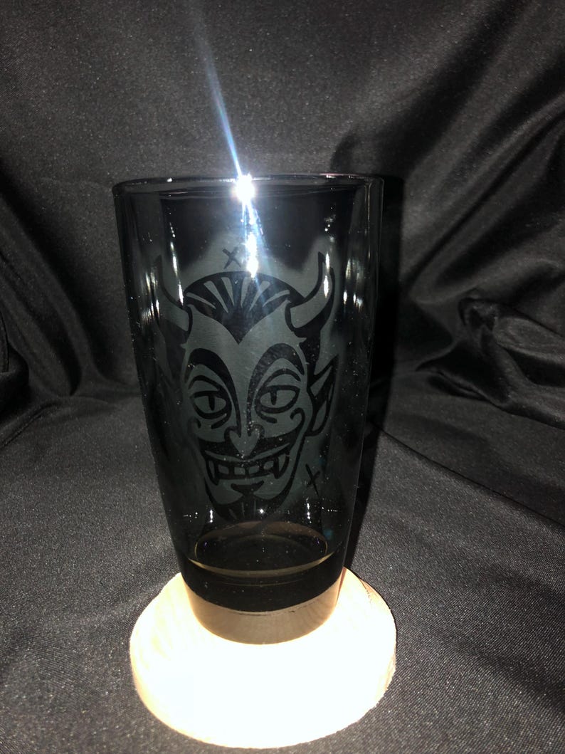 18oz Bottom Thick Smoked Glass Cup With "circus DEVIL Face" Design - Etsy