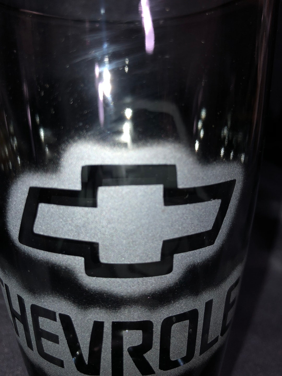 18 Oz Bottom Thick Black Smoked Glass Cup With chevrolet Logo With ...