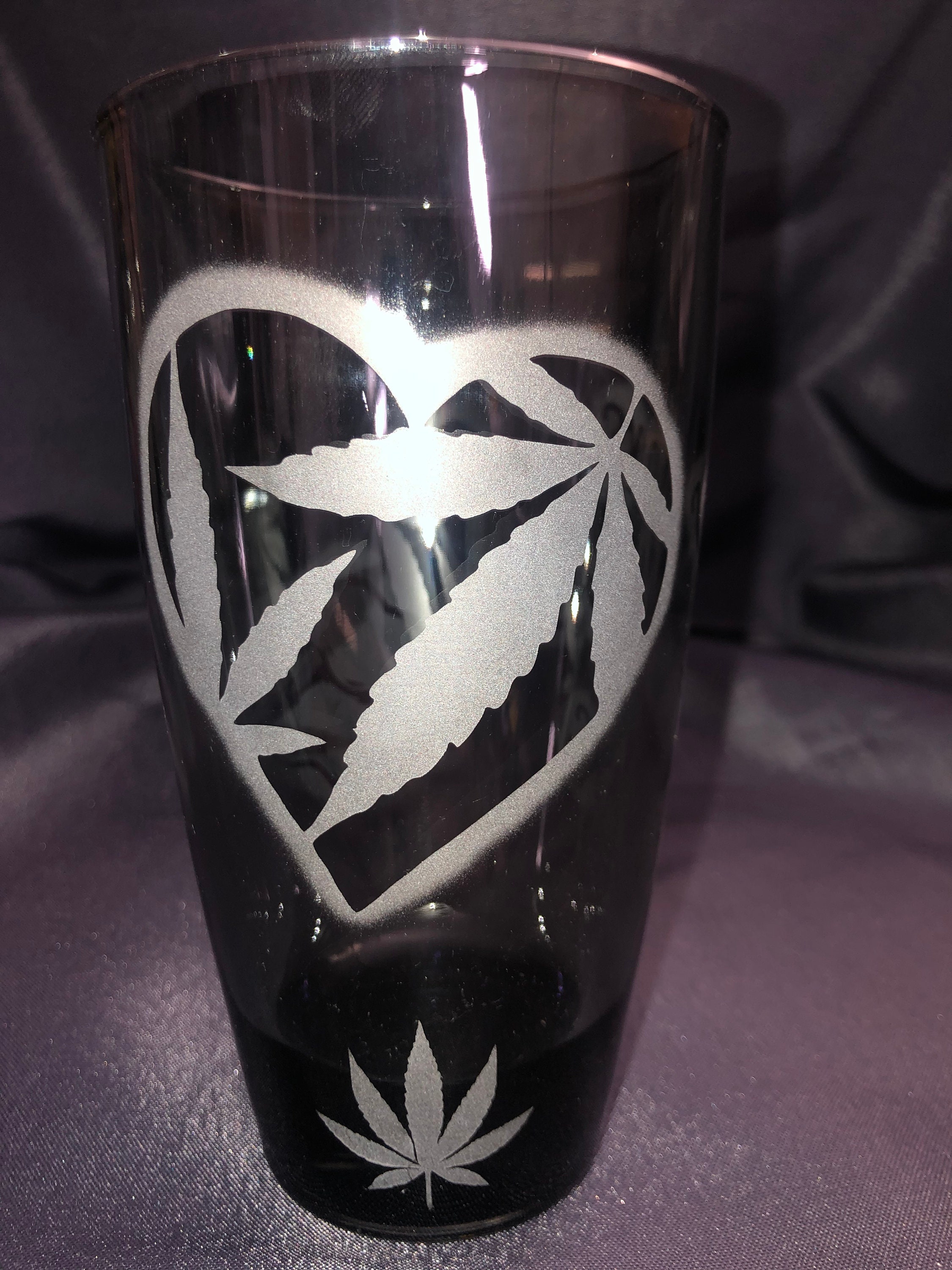 18oz Bottom Thick Smoked Glass Cup With wake AND Bake Weed Designs - Etsy