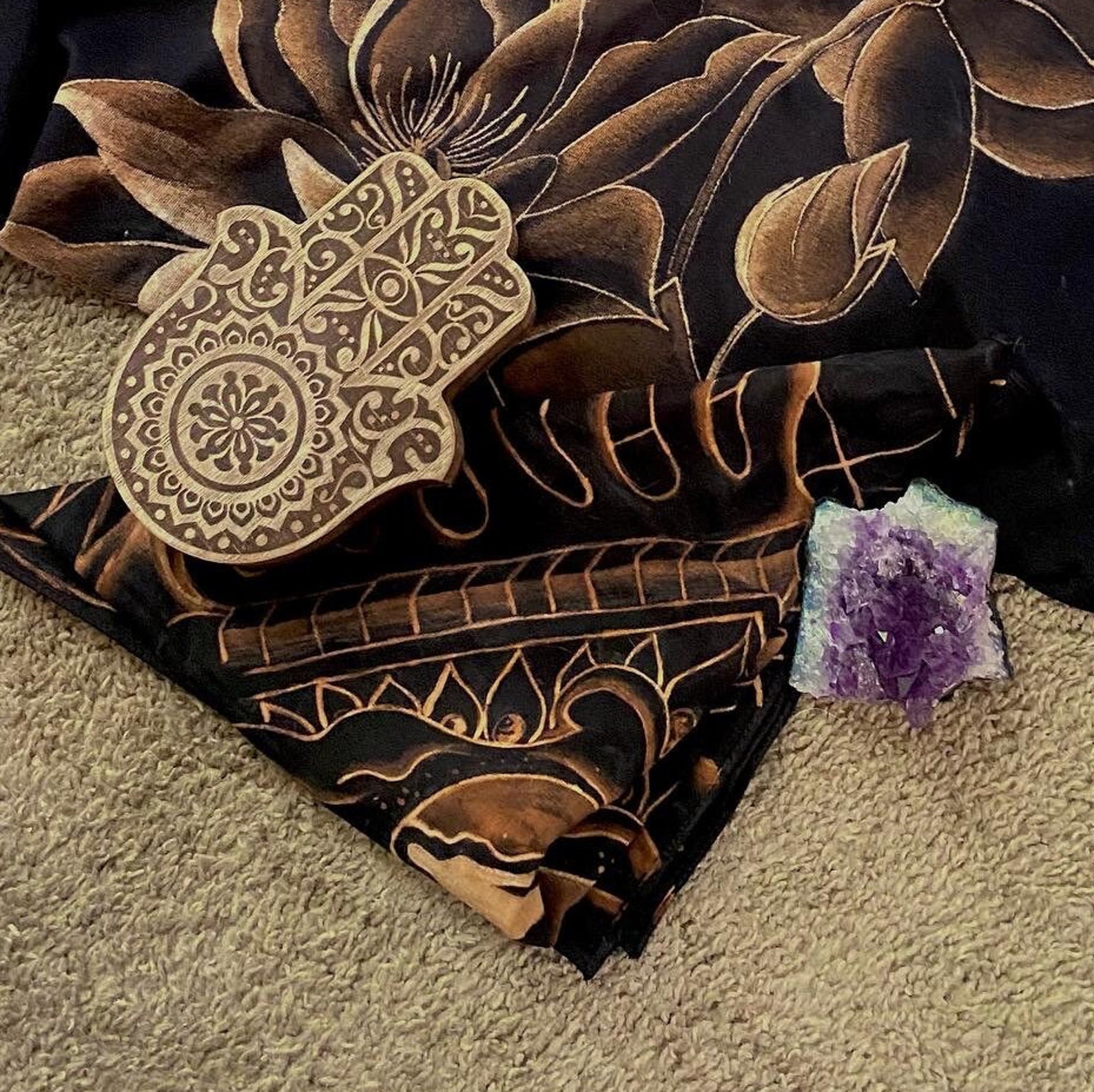 Meditation Hand Painted Bleach Bandana/ Small Tapestry - Etsy