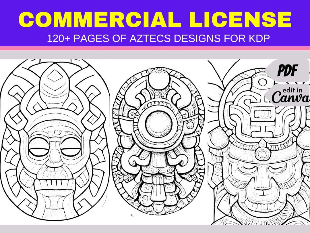 Aztecs Coloring Pages With Comercial License or Private Use Digital ...