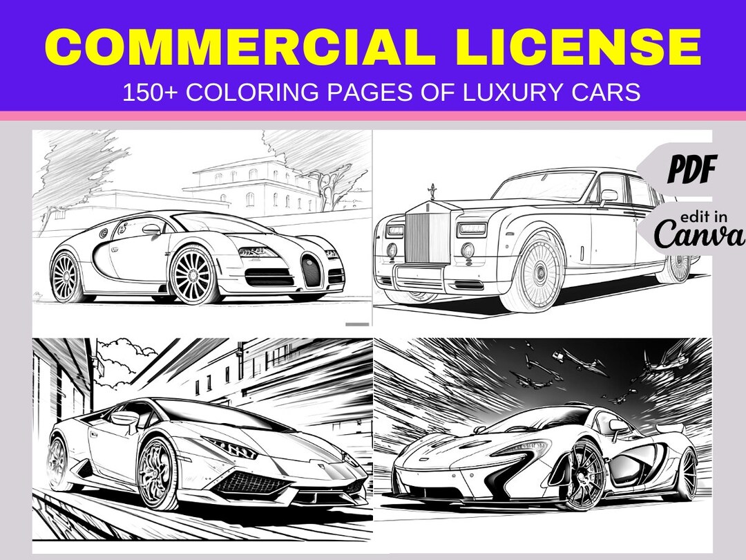 Luxury Cars Coloring Pages With Comercial License or Private Use ...