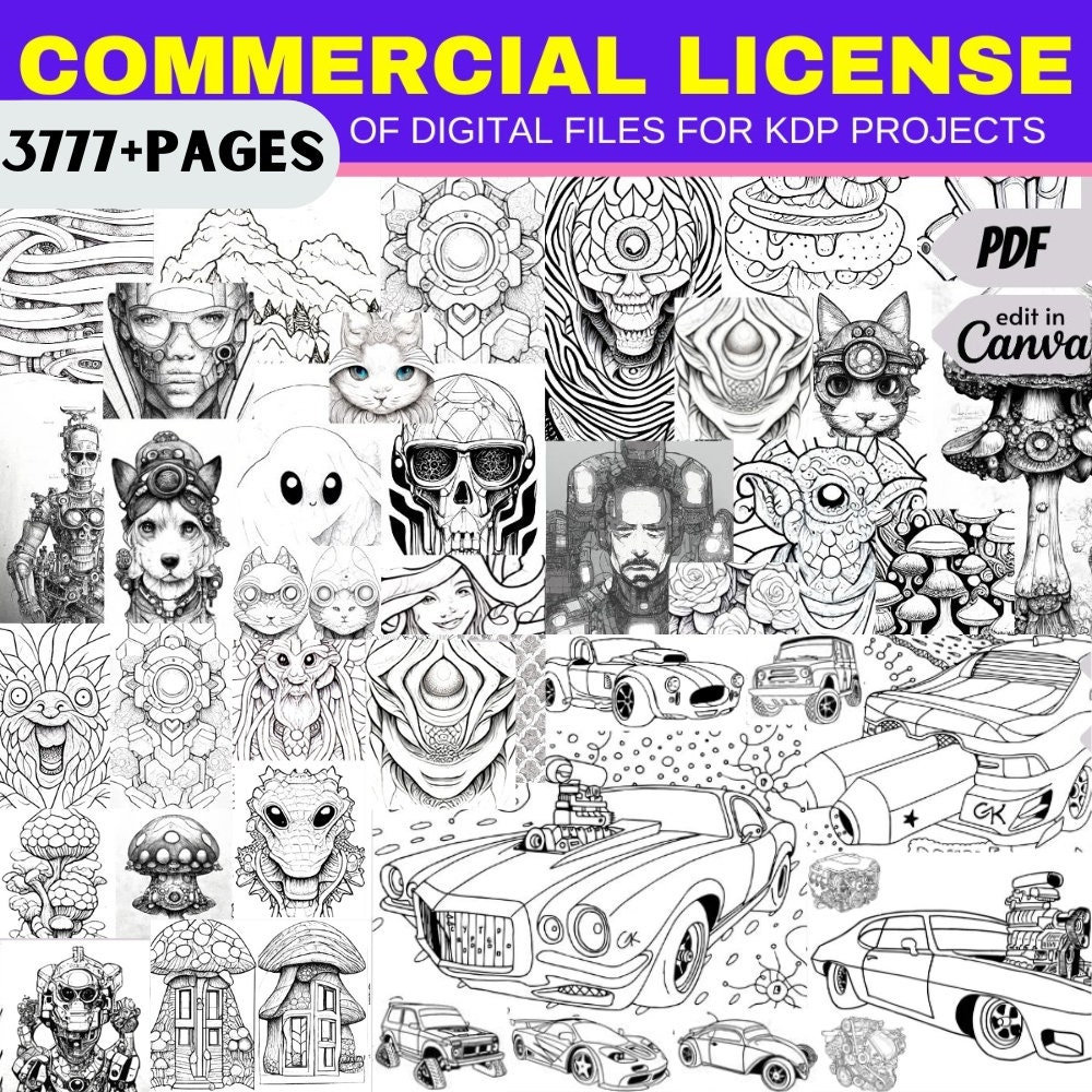 Mega Coloring Bundle of Coloring Pages for KDP Comercial License or ...