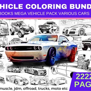 Mega Car Bundle Coloring Pages Vehicle Bundle Over 2222 Designs Pdfs - Etsy