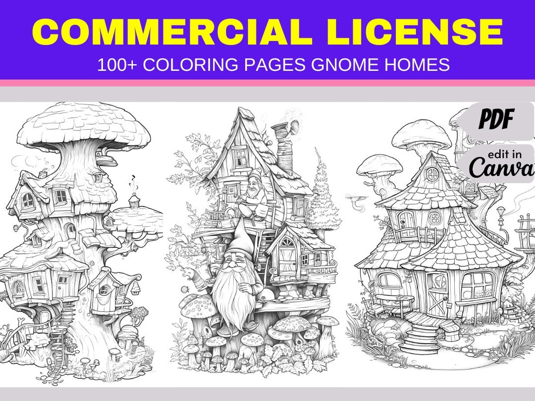 Gnome Homes Coloring Pages With Comercial License or Private Use ...
