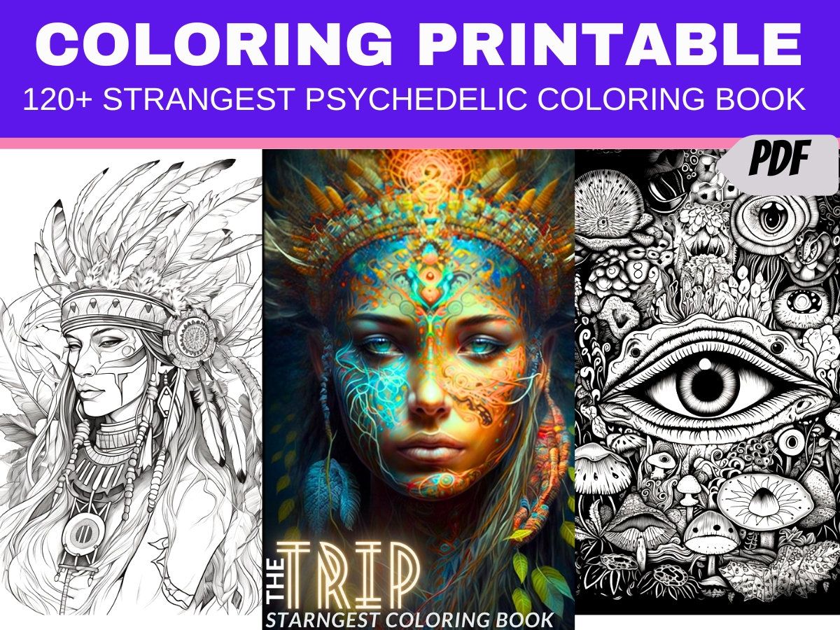 120+ Trippy Psychedelic Trip Coloring Book Digital Download Coloring ...