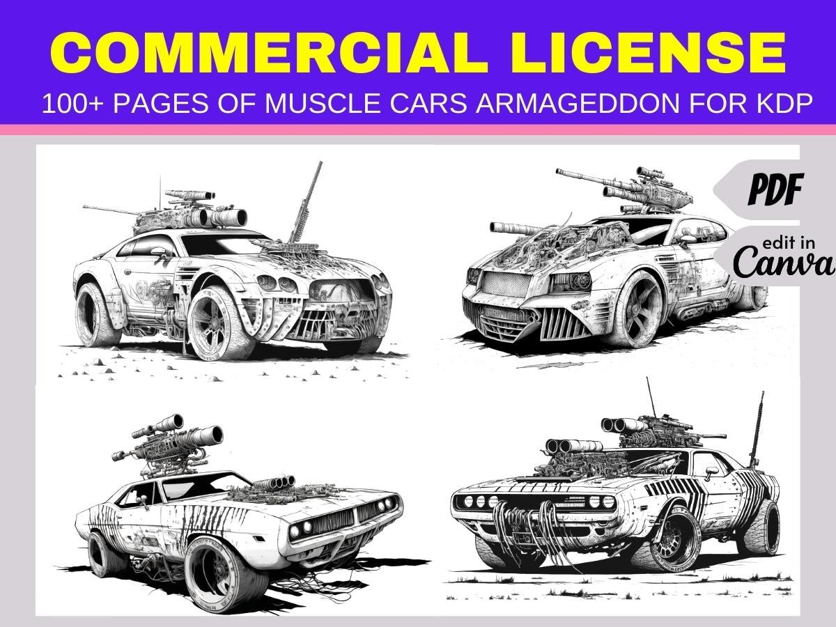 Muscle Cars Armageddon Coloring Pages With Comercial License or Private ...