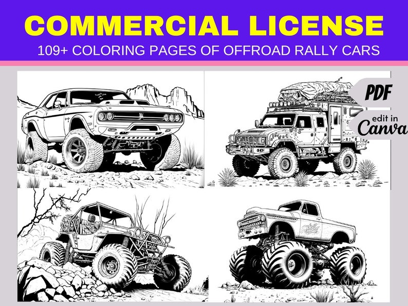 Offroad Rally Cars Coloring Pages With Comercial License or Private Use ...