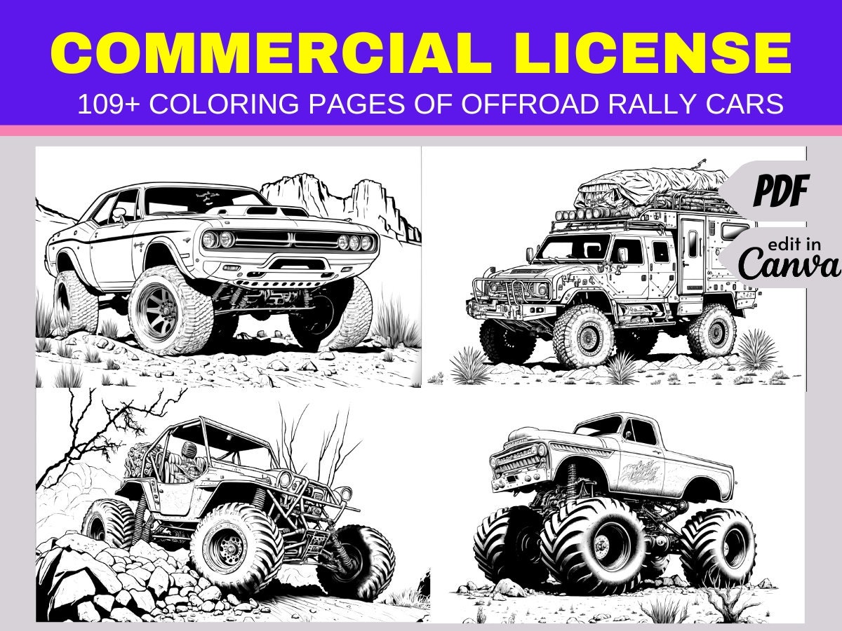 Offroad Rally Cars Coloring Pages With Comercial License or Private Use ...