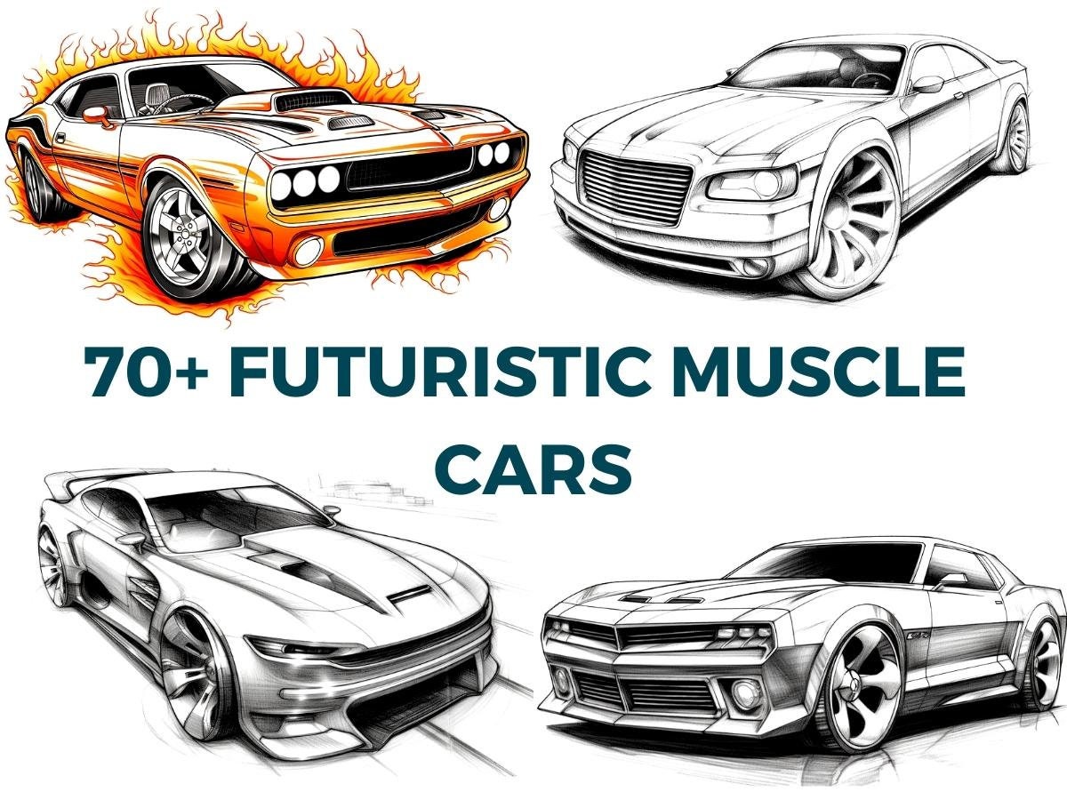 Futuristic Muscle Car Coloring Pages Designs Digital Download Printable ...