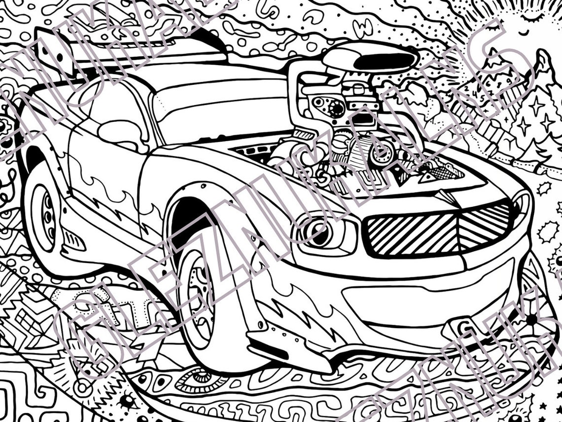 Hand-drawn Muscle Cars Coloring Pages With 33 Detailed Designs Digital ...