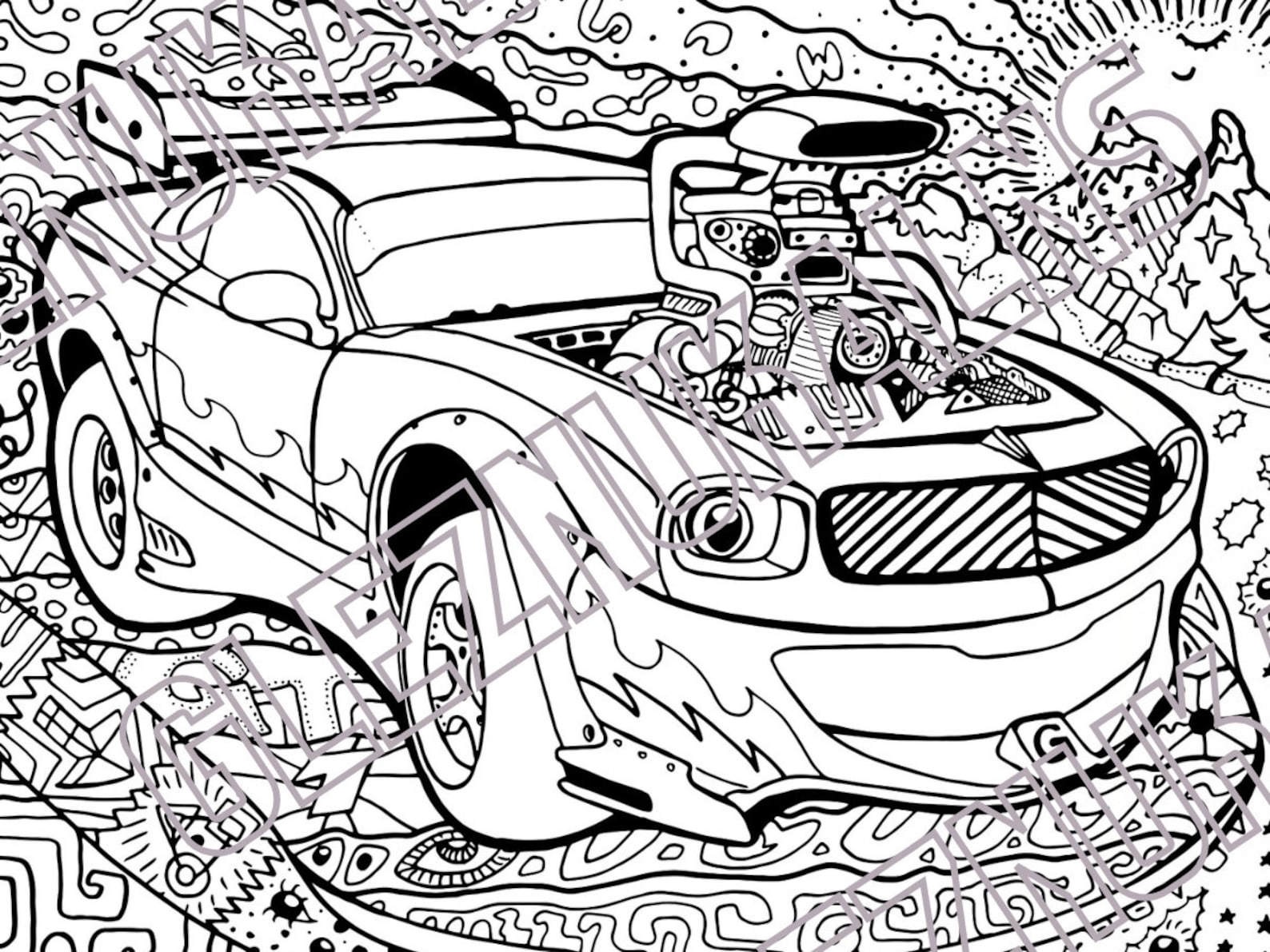 Hand-drawn Muscle Cars Coloring Pages With 33 Detailed Designs Digital ...