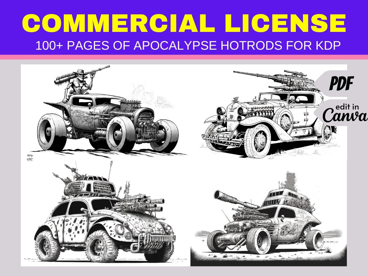 Apocalypse Hotrod Cars Coloring Pages With Comercial License or Private ...