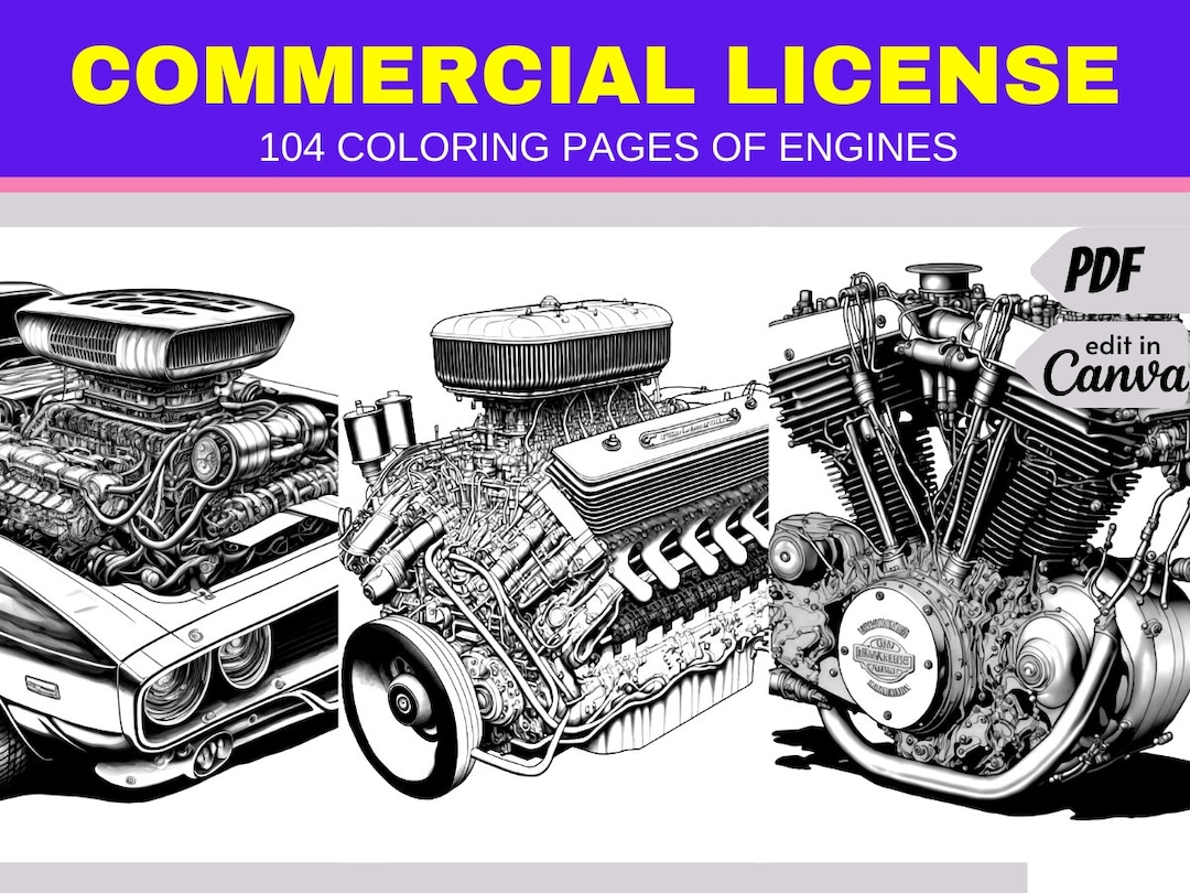 Engines and Motors Coloring Pages With Comercial License or Private Use ...