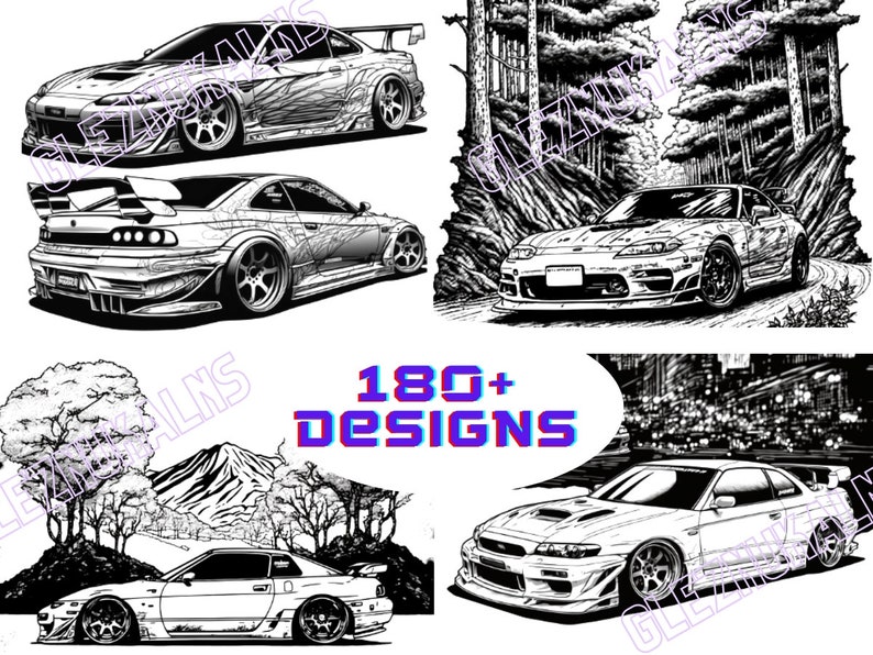 180 JDM Style Cars Coloring Book Digital Download Coloring Book Japan's ...