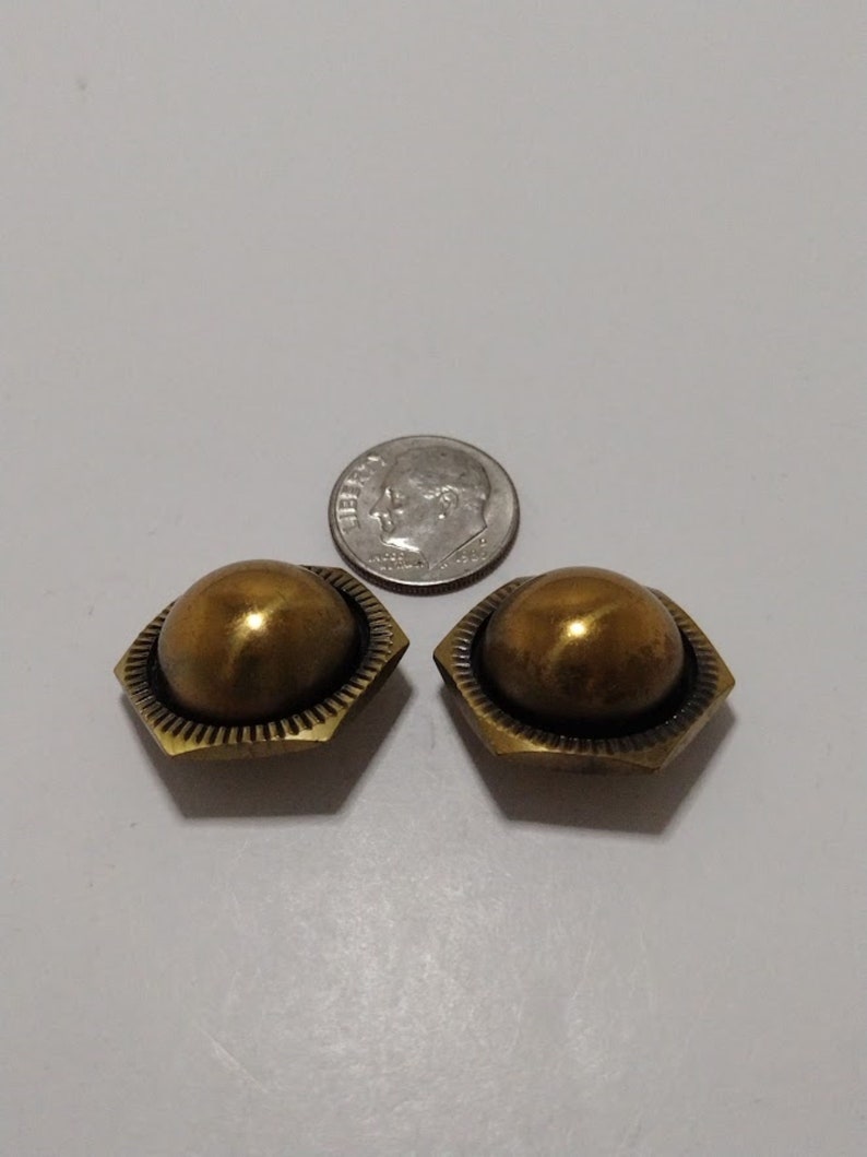 Pair of Vintage Brass Cap Nut Buttons - Etsy