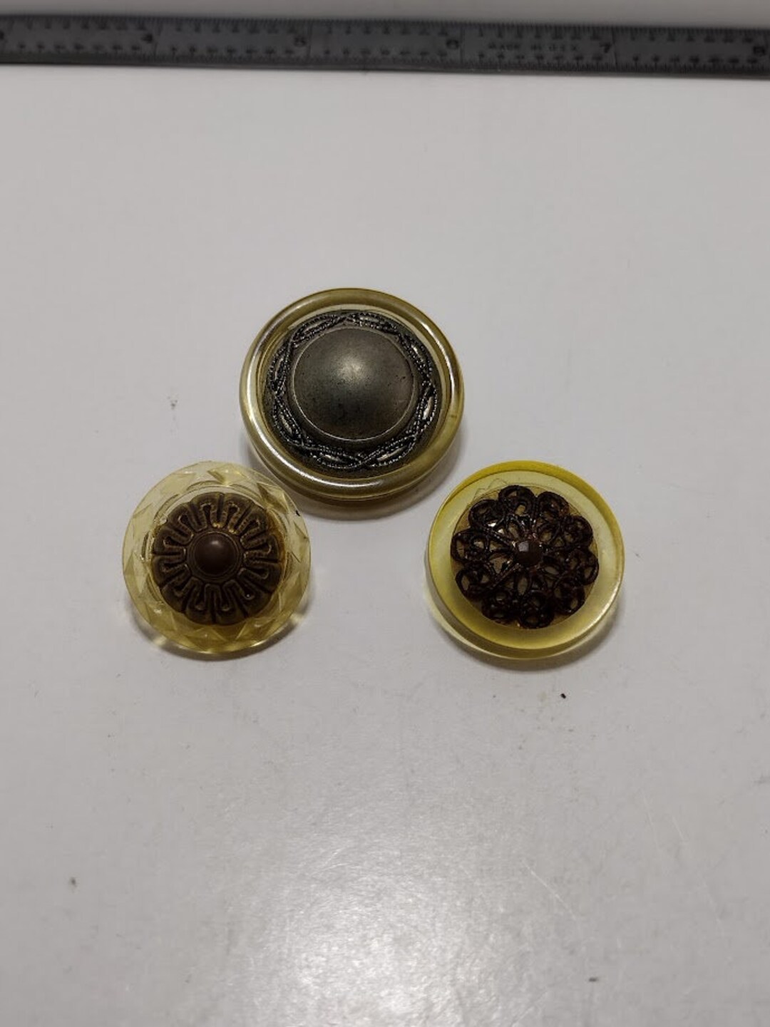 Trio of Vintage Plastic Buttons With Brass Centers - Etsy