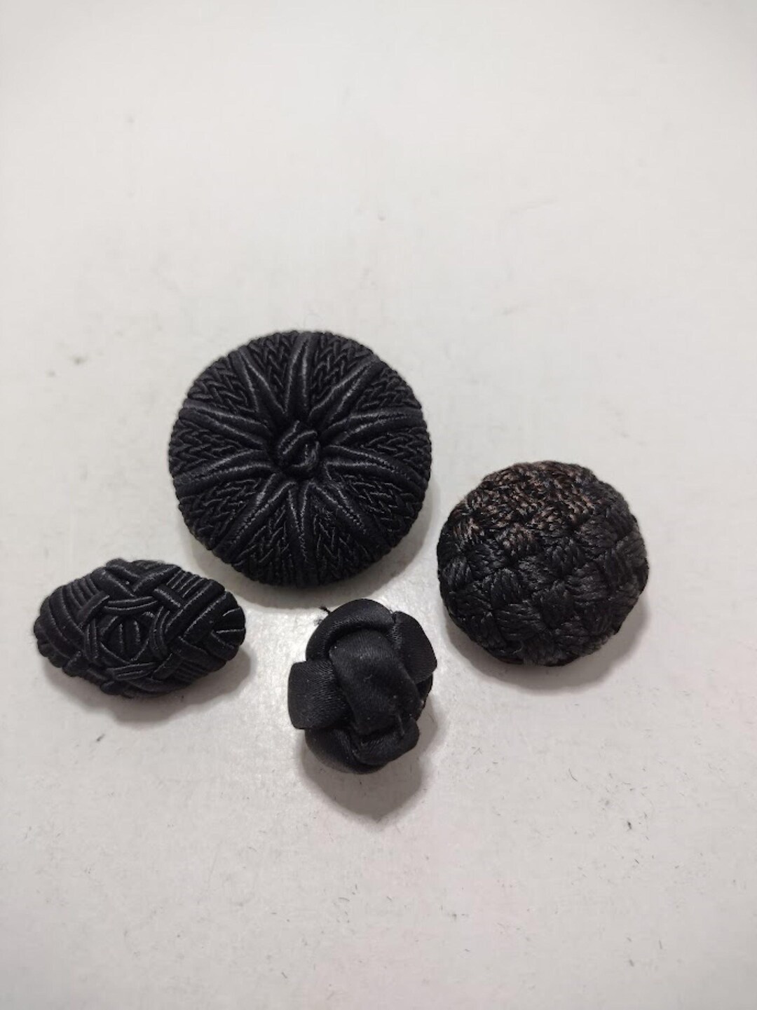 Vintage Set of Black Fabric Buttons - Etsy