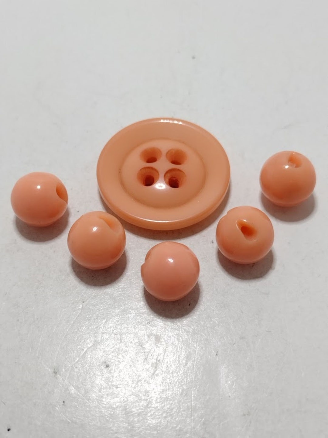 Vintage Set of Coral Plastic Buttons - Etsy