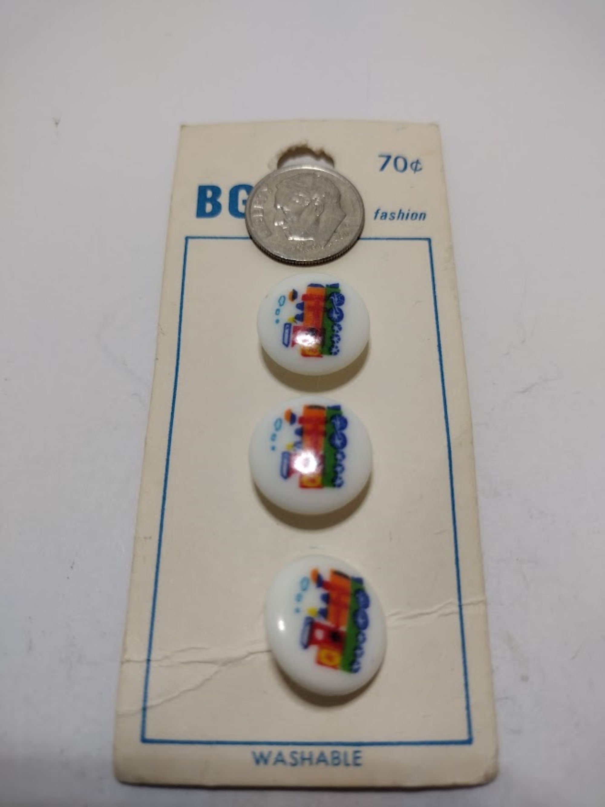 Vintage Card of Plastic Train Buttons - Etsy
