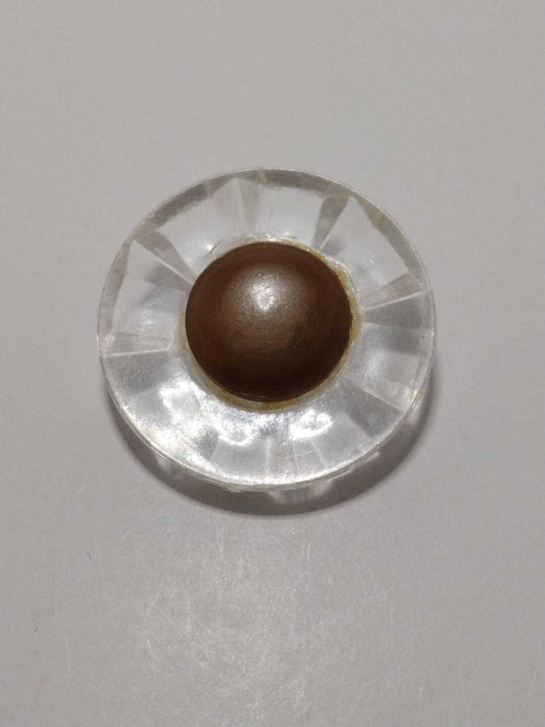 Vintage Clear Lucite Button With Brown Center - Etsy