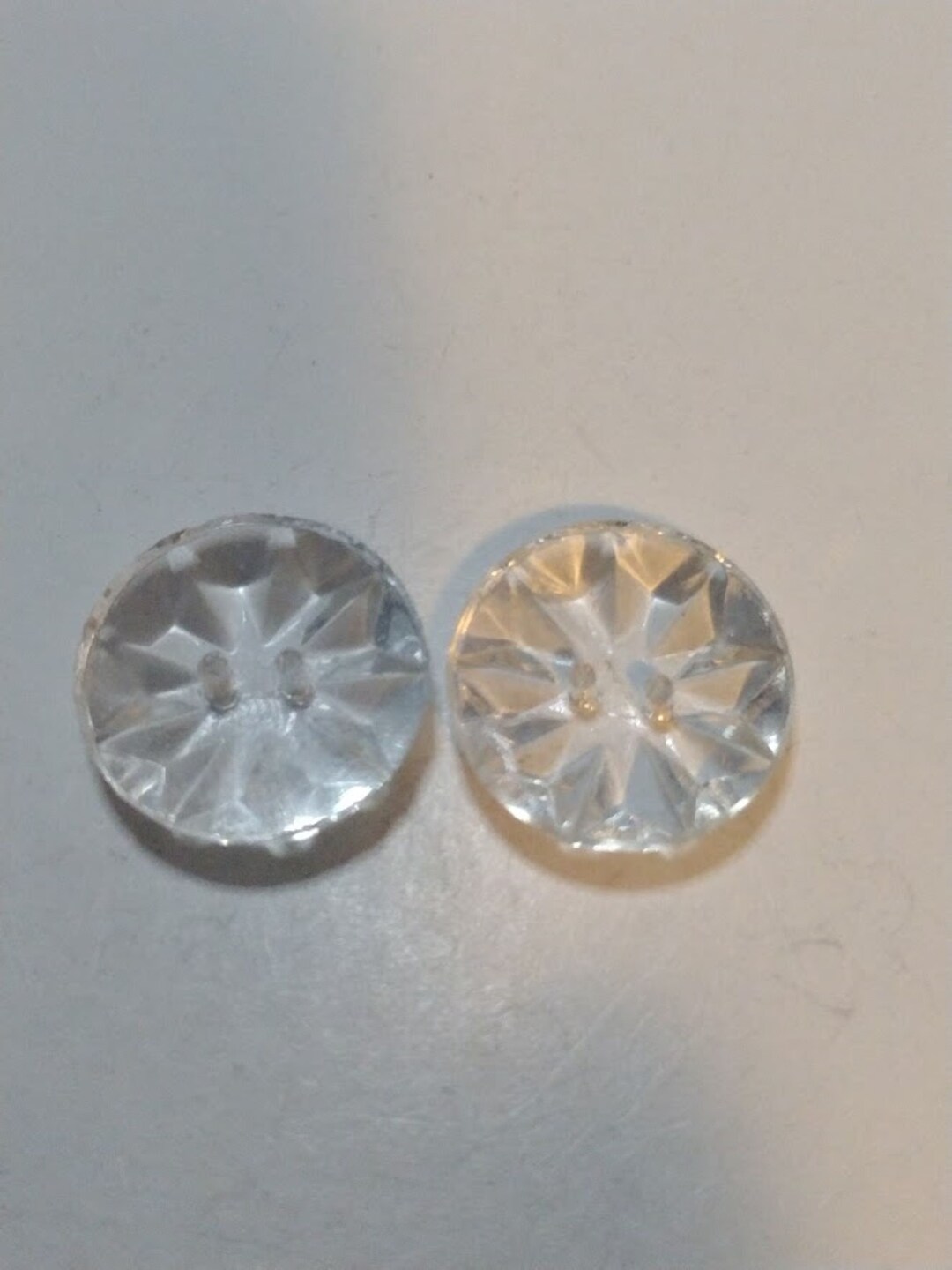 Pair of Vintage Carved Glass Buttons - Etsy