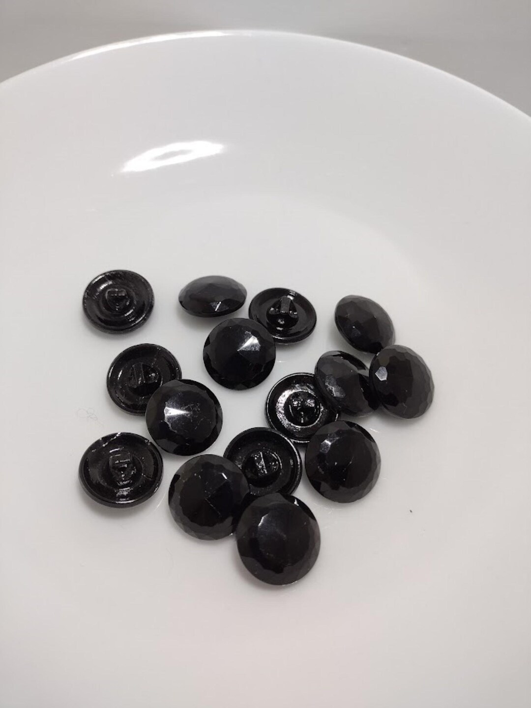 Vintage Black Cut Glass Buttons Sold in Groups of 3 - Etsy