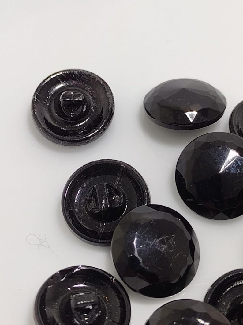 Vintage Black Cut Glass Buttons Sold in Groups of 3 - Etsy