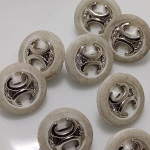 Vintage Batch of White and Chrome Plastic Buttons - Etsy