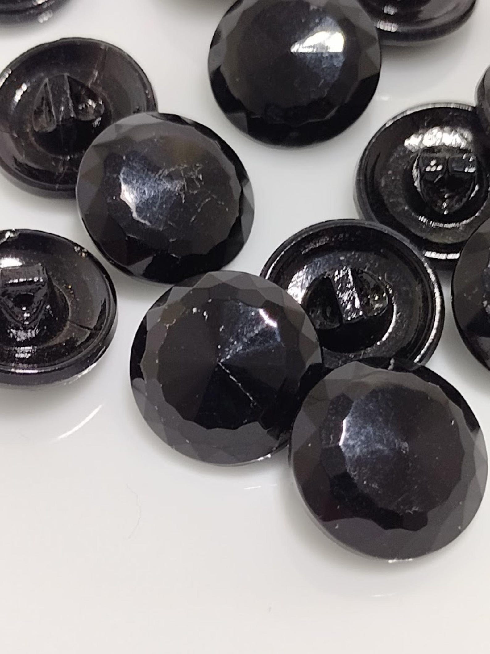 Vintage Black Cut Glass Buttons Sold in Groups of 3 - Etsy