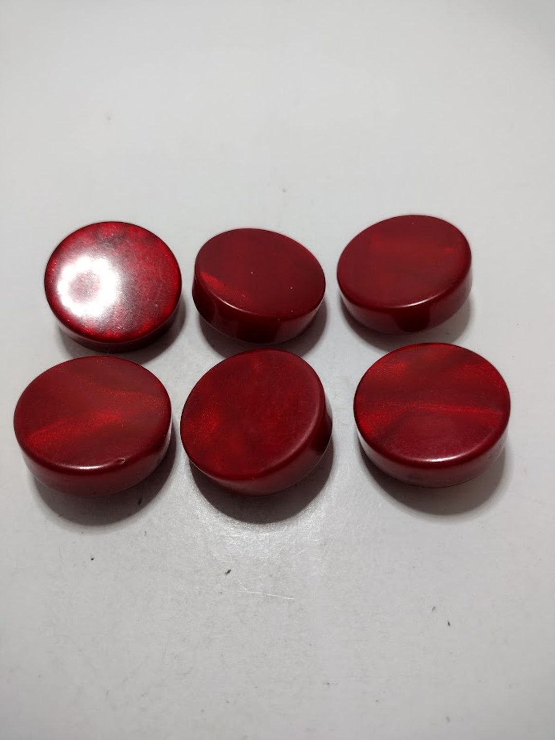 Vintage Set of Red Plastic Buttons - Etsy