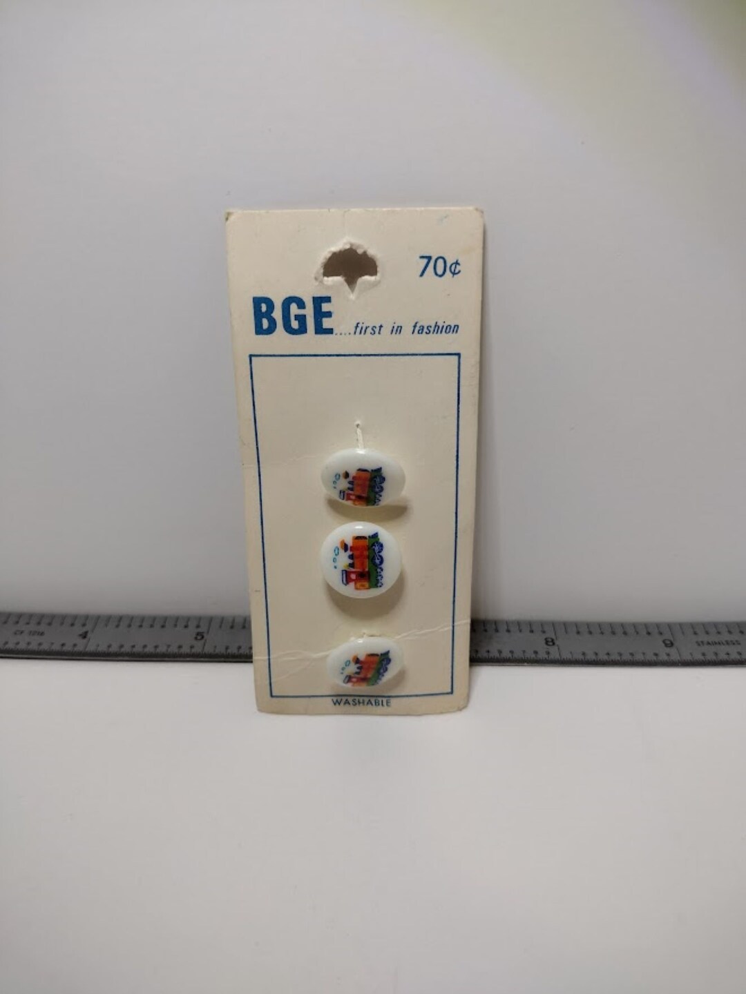 Vintage Card of Plastic Train Buttons - Etsy