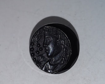 Antique Black Glass Button, Deknatel, Pagoda & Trees - Etsy
