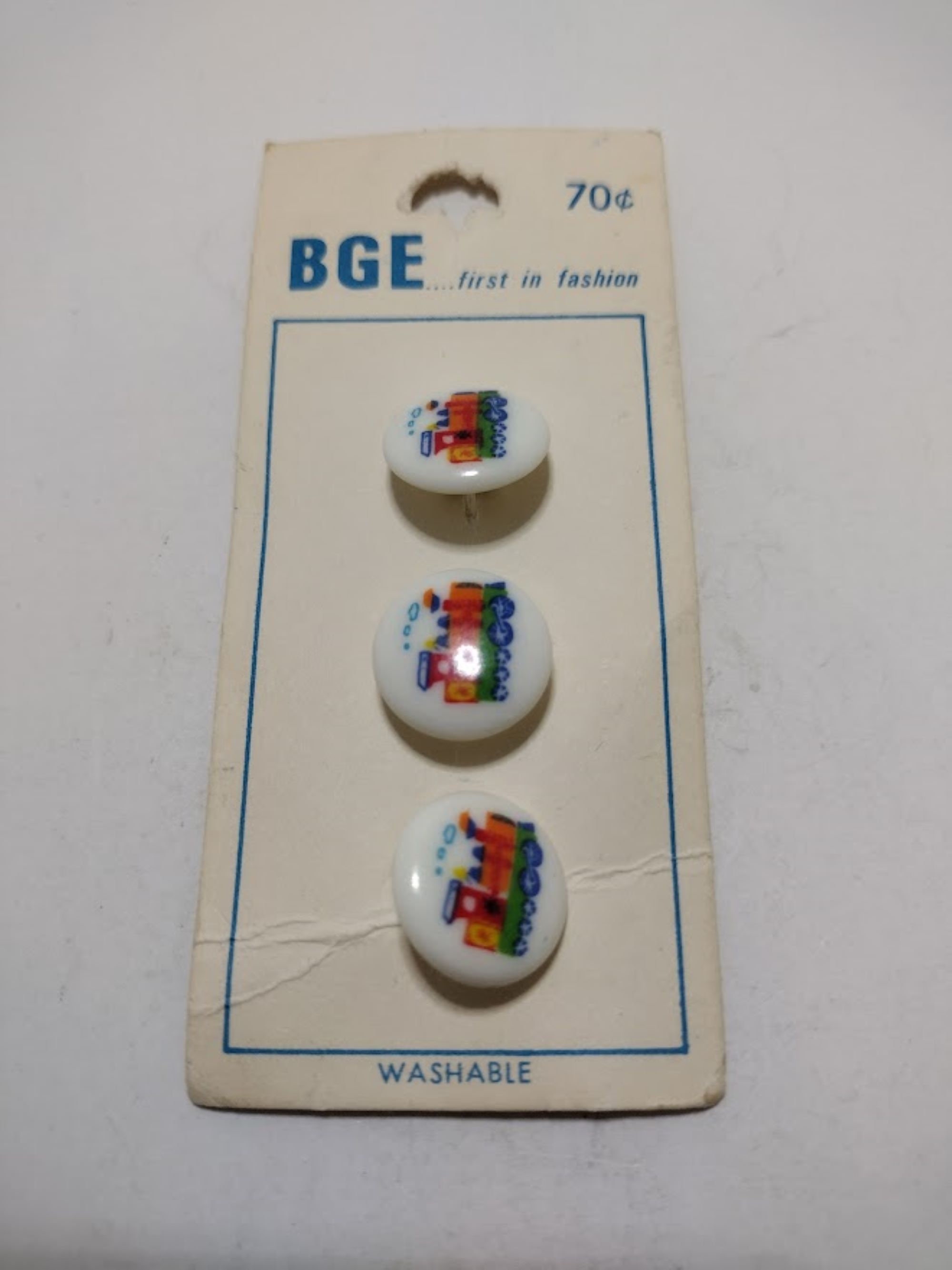 Vintage Card of Plastic Train Buttons - Etsy