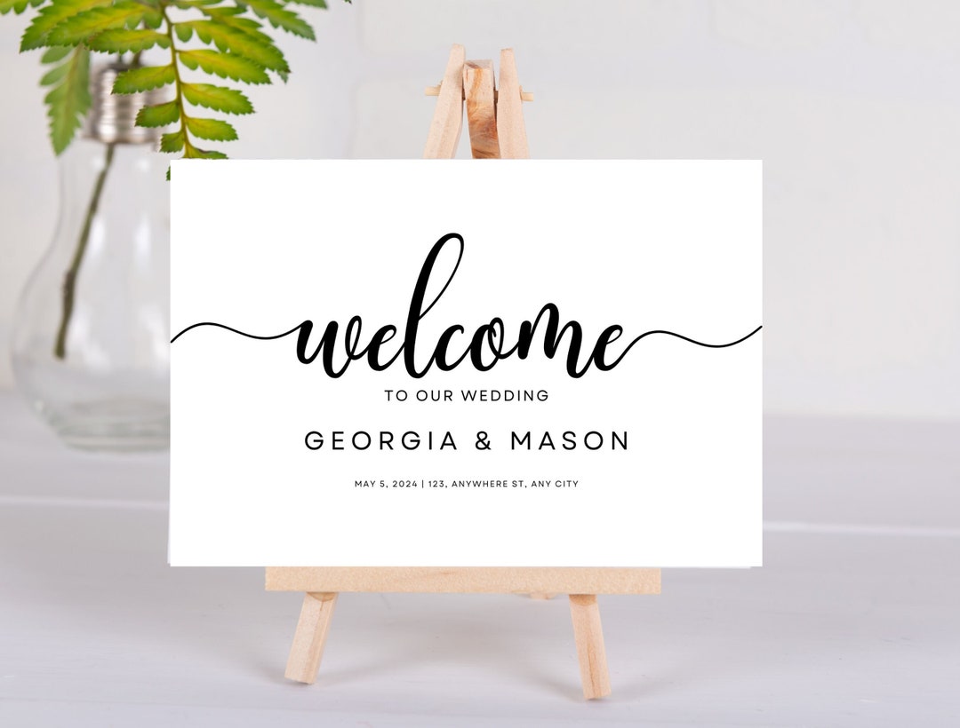 Georgia's Minimalist Wedding Welcome Sign Template White - Etsy