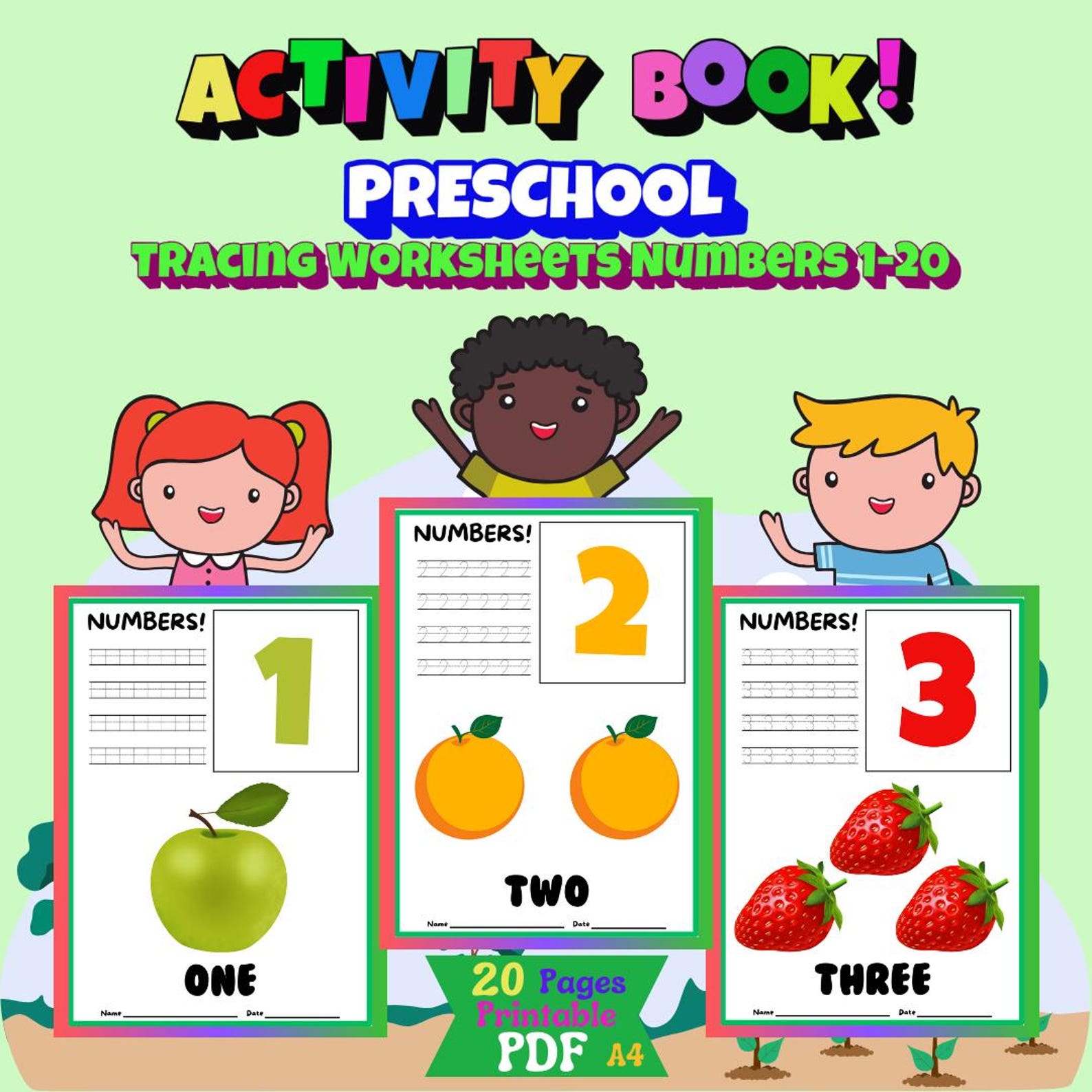 Learning to Write Numbers: 20-page Digital Exercise Book for Preschool ...