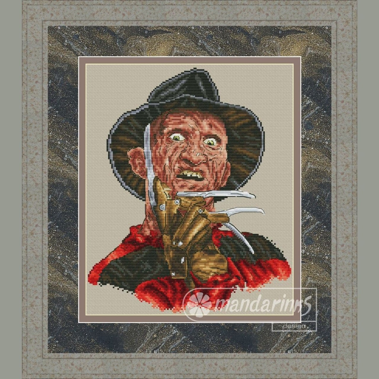 Freddie Krueger Digital Cross Stitch Pattern Chart Embroidery Instant ...