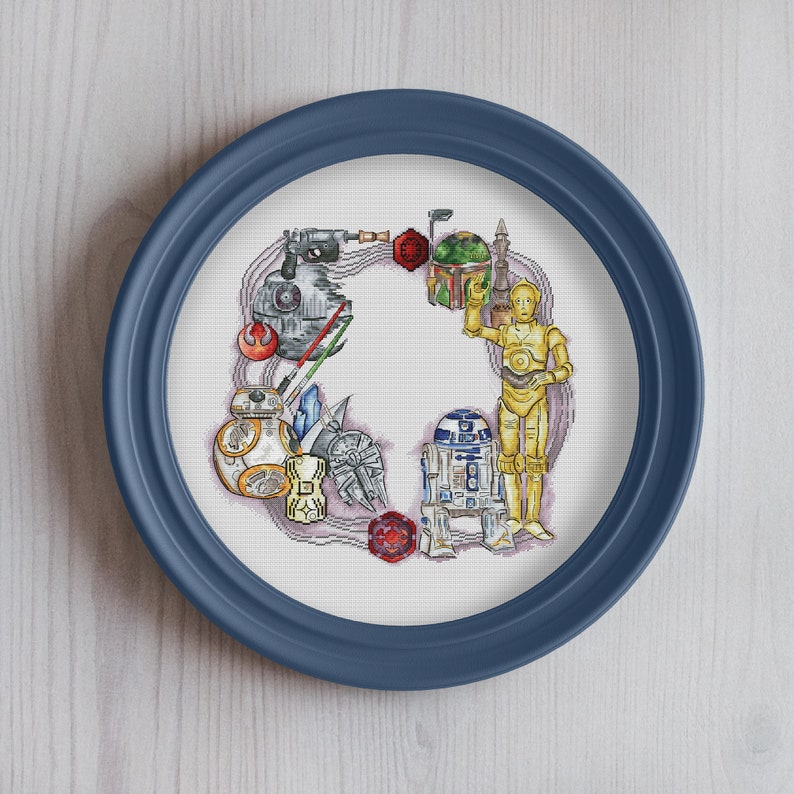 Star Wars Wreath Digital Cross Stitch Pattern DMC Chart Embroidery ...