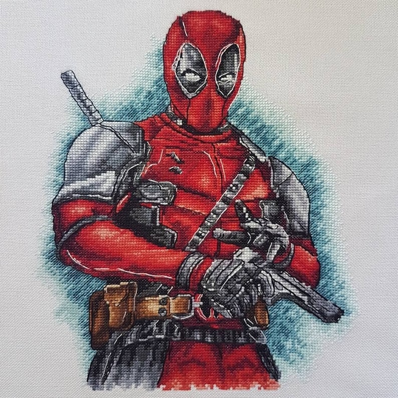 Deadpool Digital Cross Stitch Pattern DMC Chart Embroidery Instant ...