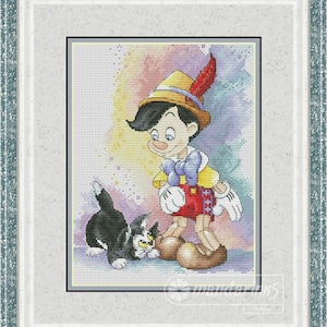 Pinocchio Digital Cross Stitch Pattern DMC Chart Embroidery Instant ...