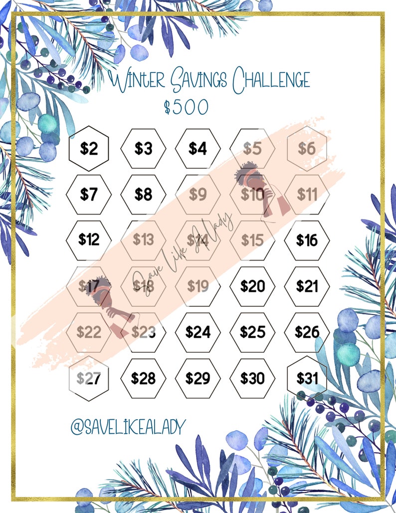 Winter Saving Challenge, Savings Tracker - Etsy