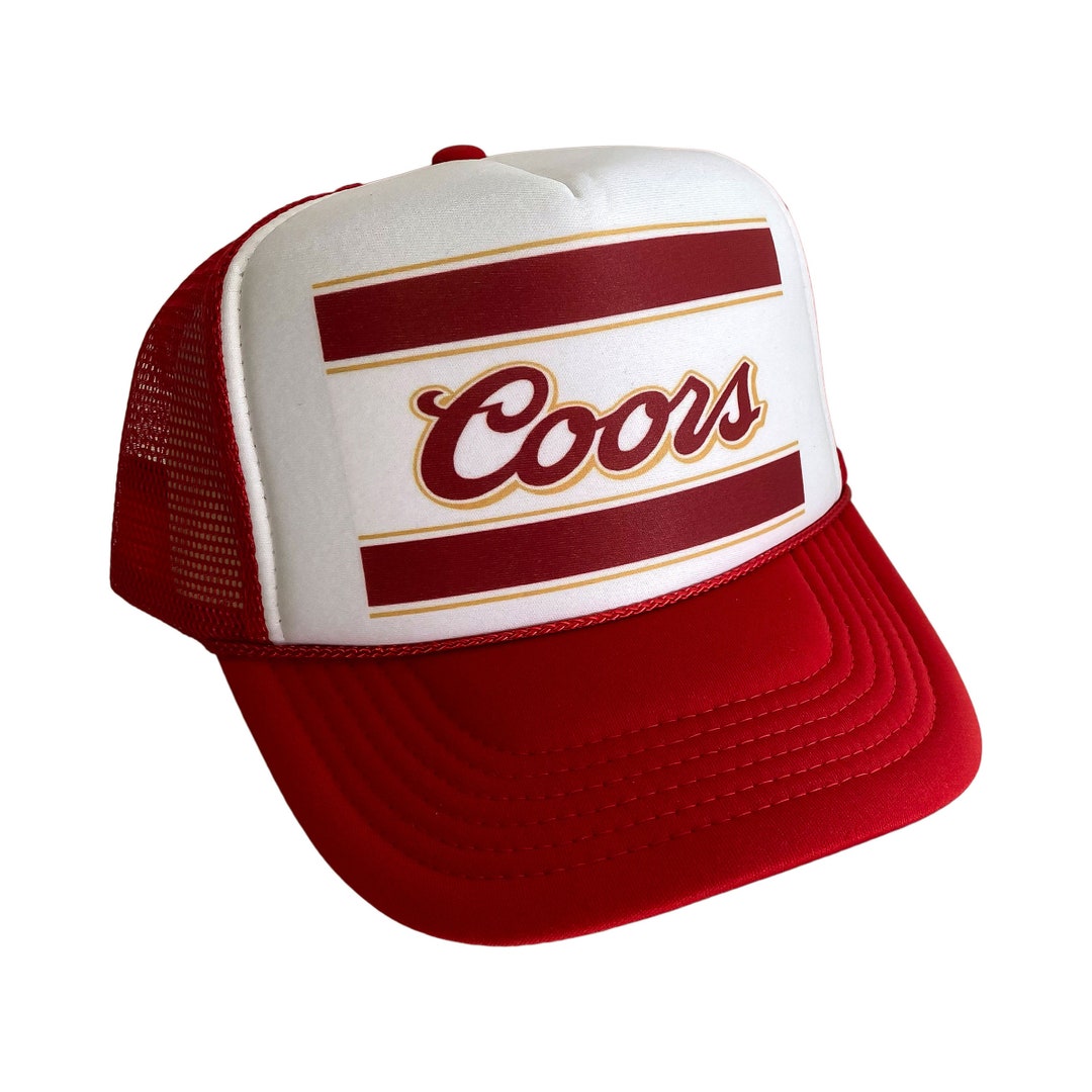 Coors Beer Hat Drinking Snapback Adjustable Vintage 70s Style Red Coors ...