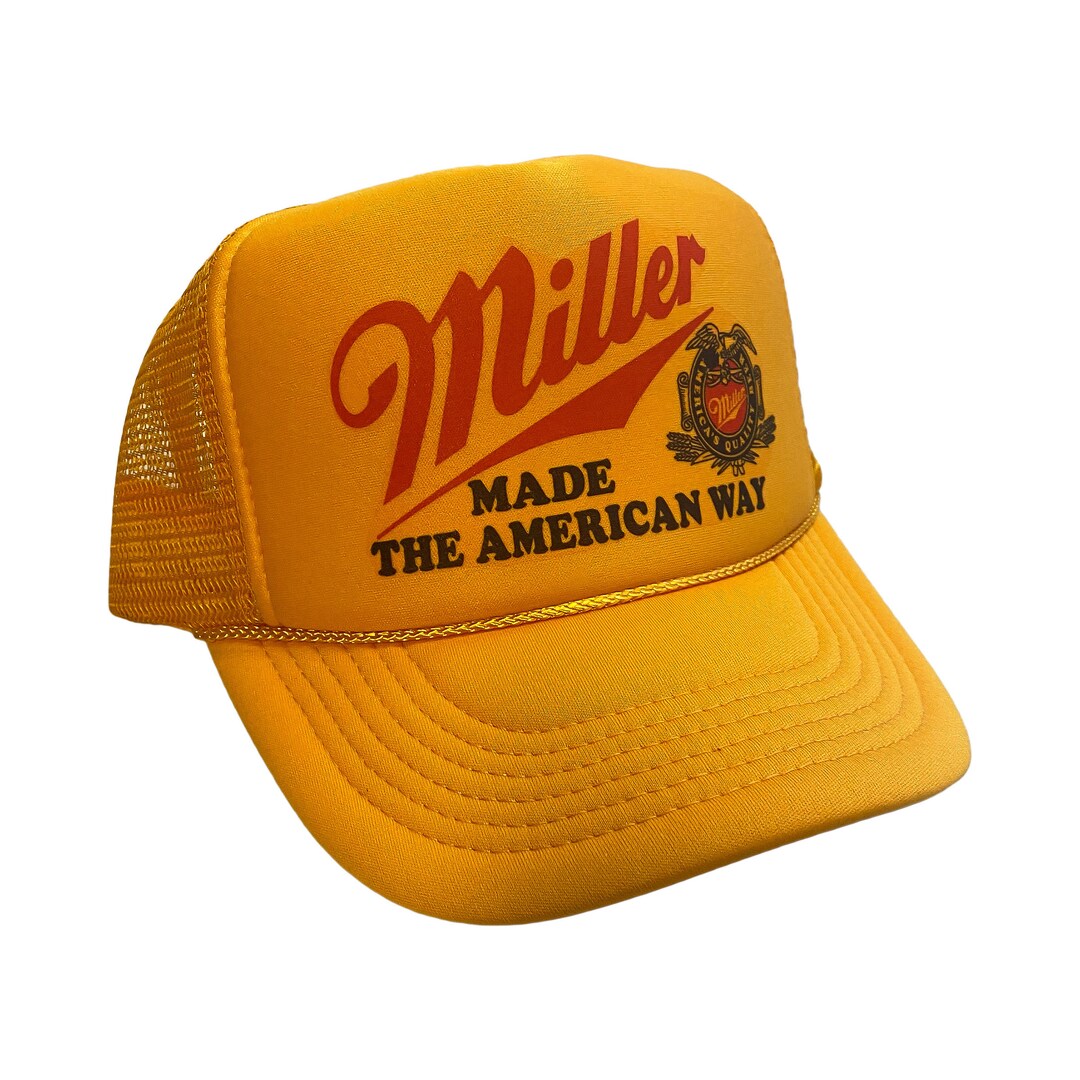 Miller Beer Hat Snapback Adjustable Cap Vintage Yellow Miller Made the ...