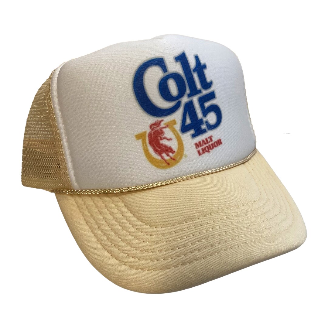 Colt 45 Beer Hat Snapback Adjustable Cap Vintage Beige Colt 45 Trucker ...
